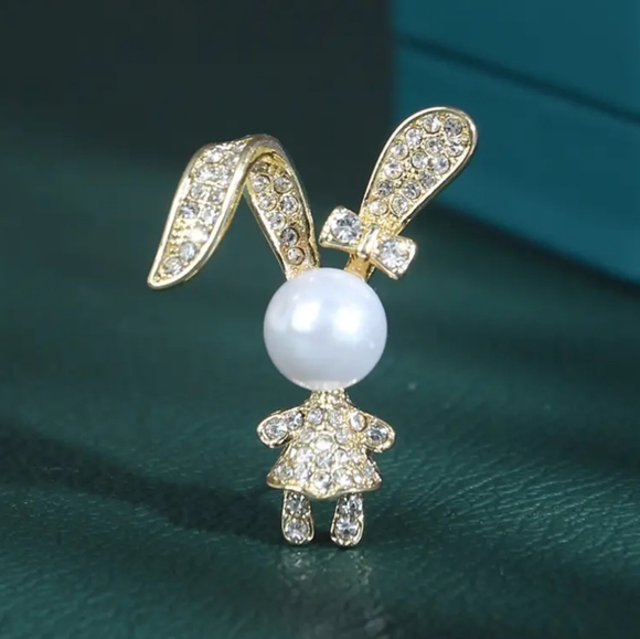 Jewelry | Rhinestone Bunny Brooch Pin | Poshmark